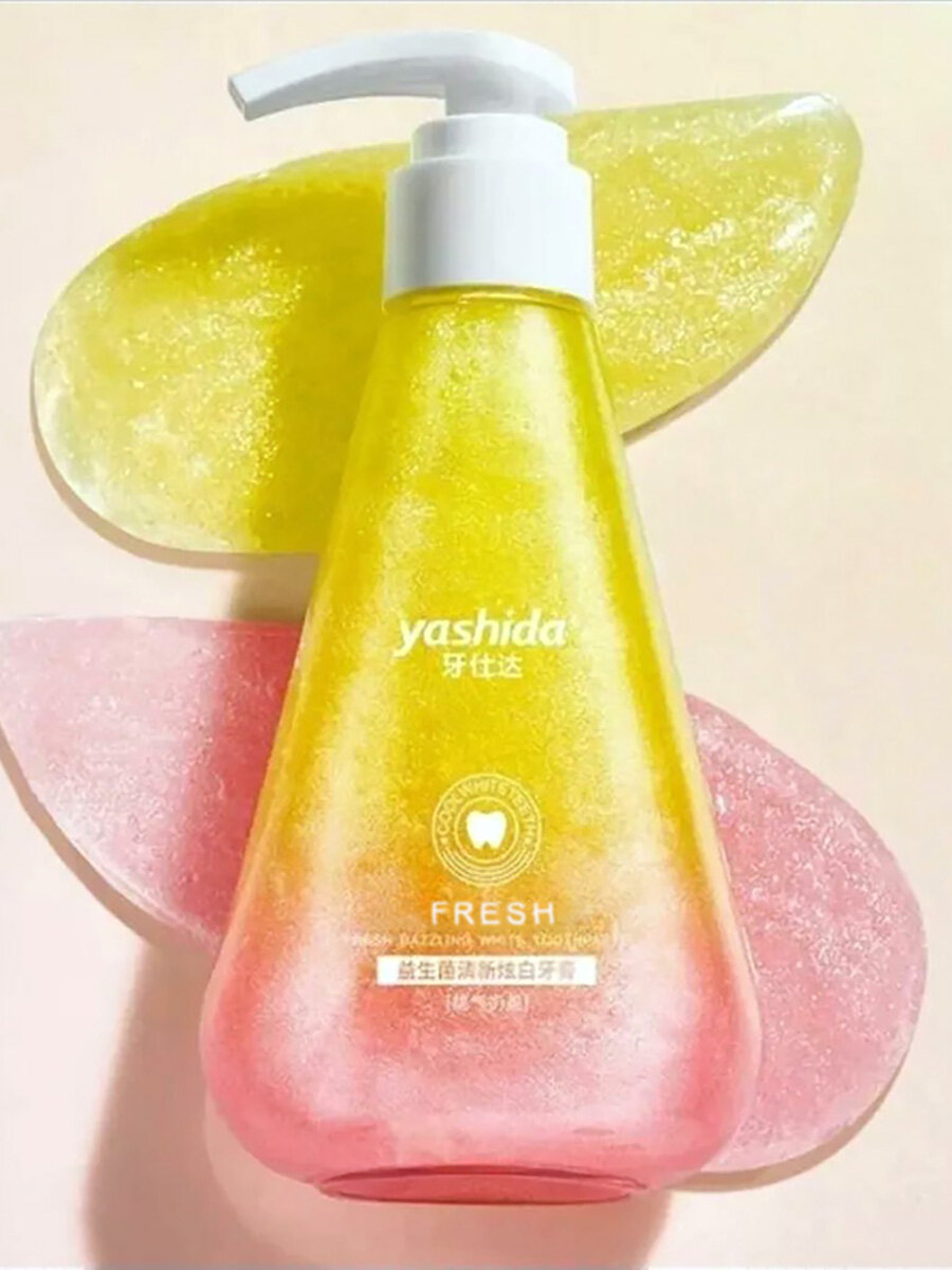 Гелевая зубная паста YASHIDA Fresh & Clean, персик и молоко, с дозатором, 220 грамм