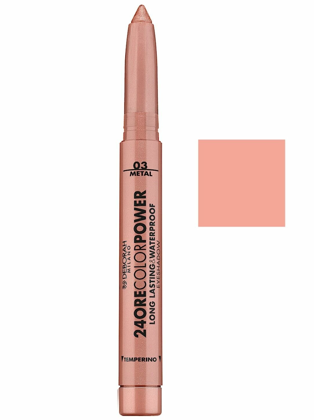 Deborah Milano Тени карандаш для век тон 03 розово-бронзовый 24ORE COLOR POWER EYESHADOW стойкие 1.4 г.