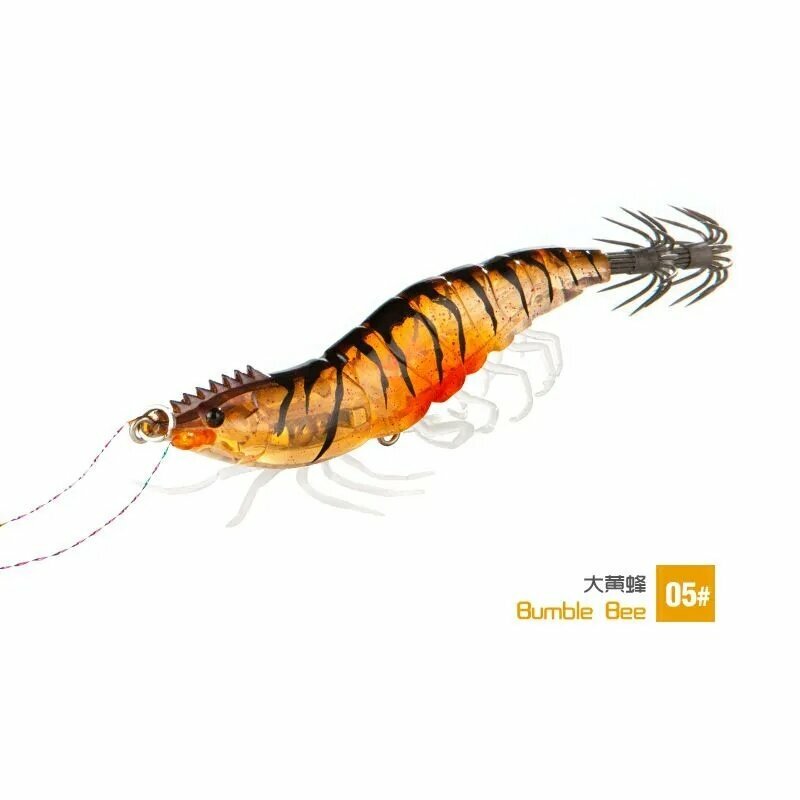 Одна приманка Bouncing Shrimp в бутылке Для кальмара и осьминога, с шариковым грузом, выбор модели (Golden Dream, Rainbow и др.)