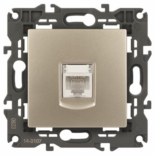 Розетка компьютерная 1-м Elegance 14-3107-04 RJ45 IP20 механизм шампань Эра Б0034305