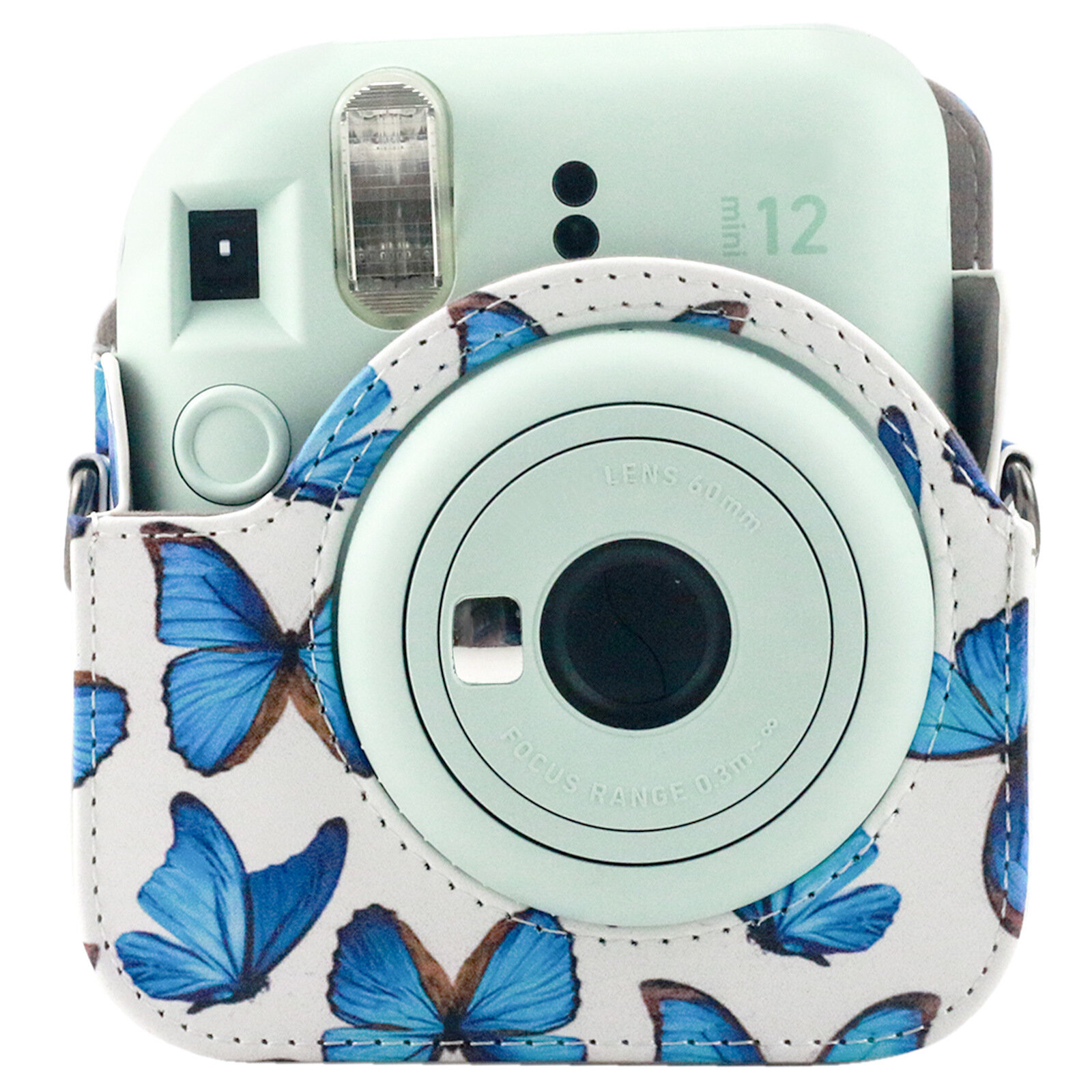 Сумка для фотоаппарата Polaroid mini12, искусственная кожа, голубая бабочка
