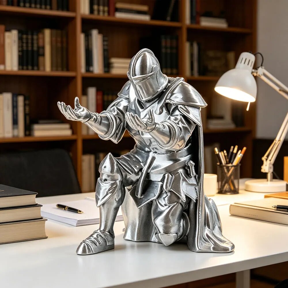 3D-печатная подставка для ручек рыцарь qishi Silver No Pen