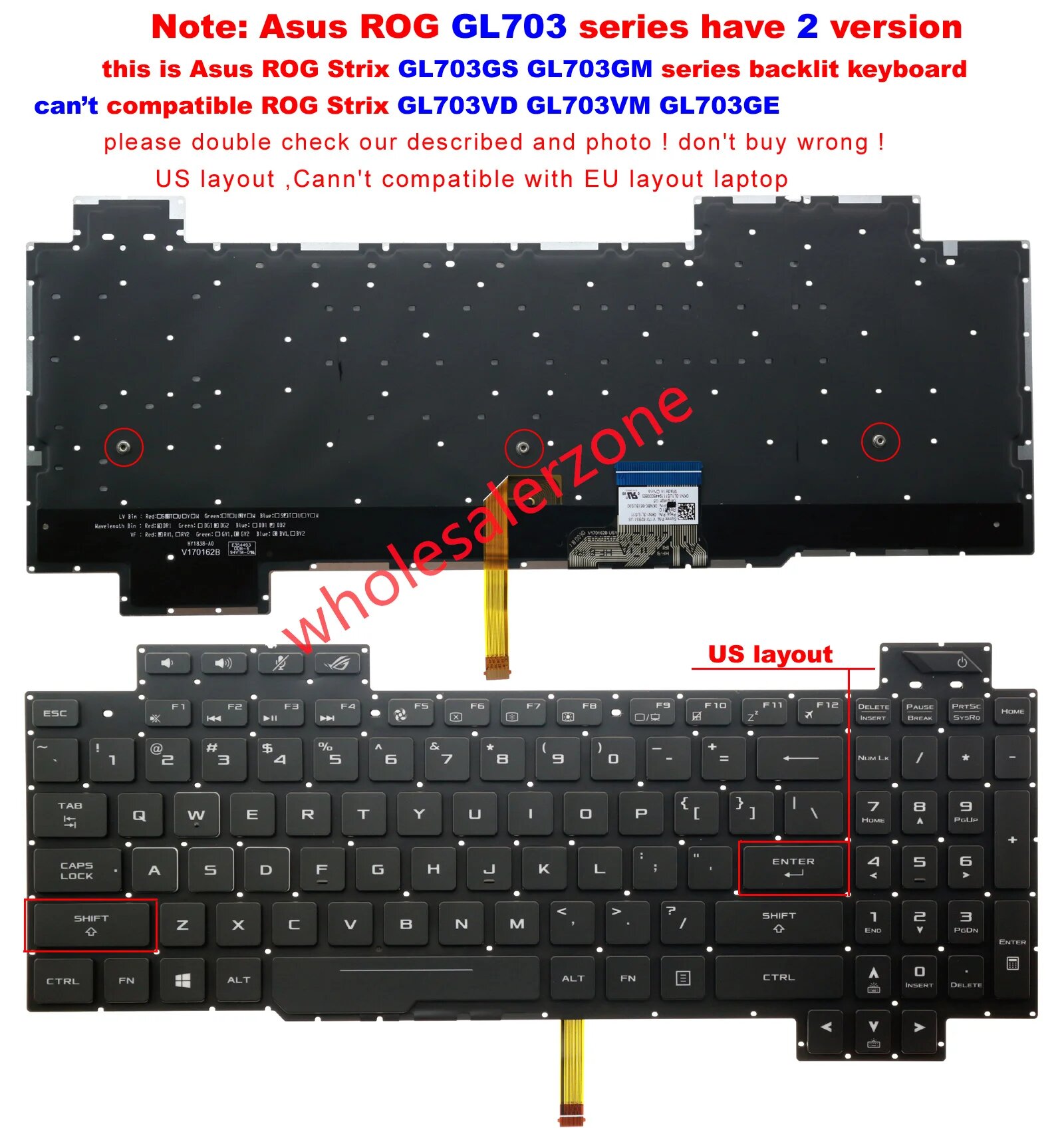 RGB Клавиатура для Asus ROG Strix GL703GM GL703GS