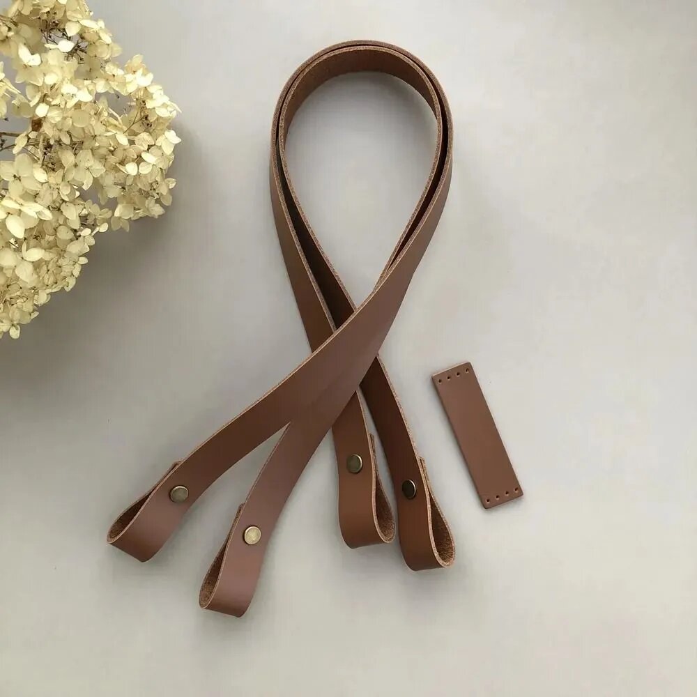 Ручки для сумки из натуральной кожи 60*2 см, цвет кэмэл