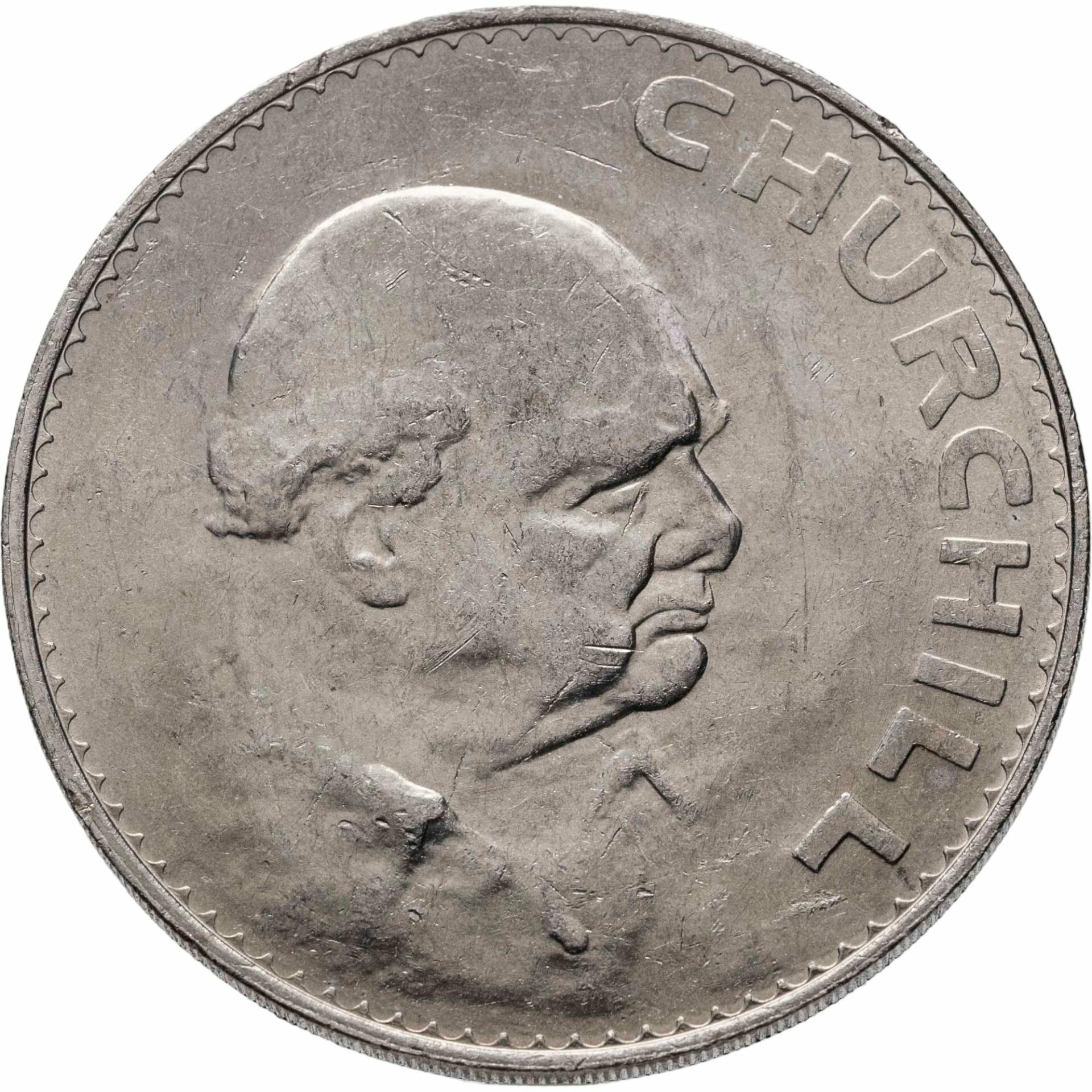 Великобритания 5 шиллингов 1965 "Cэр Уинстон Черчилль", Мельхиор медь-никель, в сохранности AU-UNC