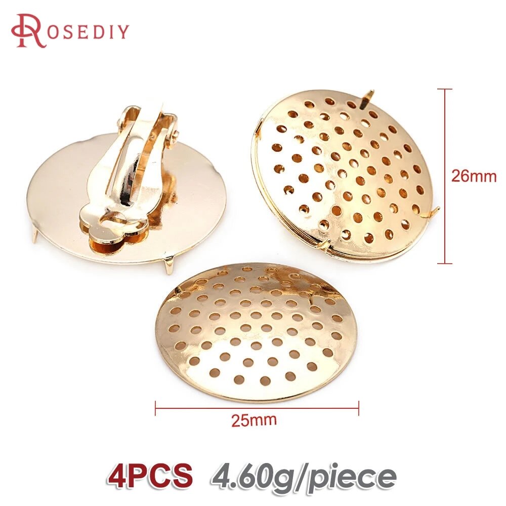 Зажимы для сережек Rosediy, 26 мм, 18K Gold Color