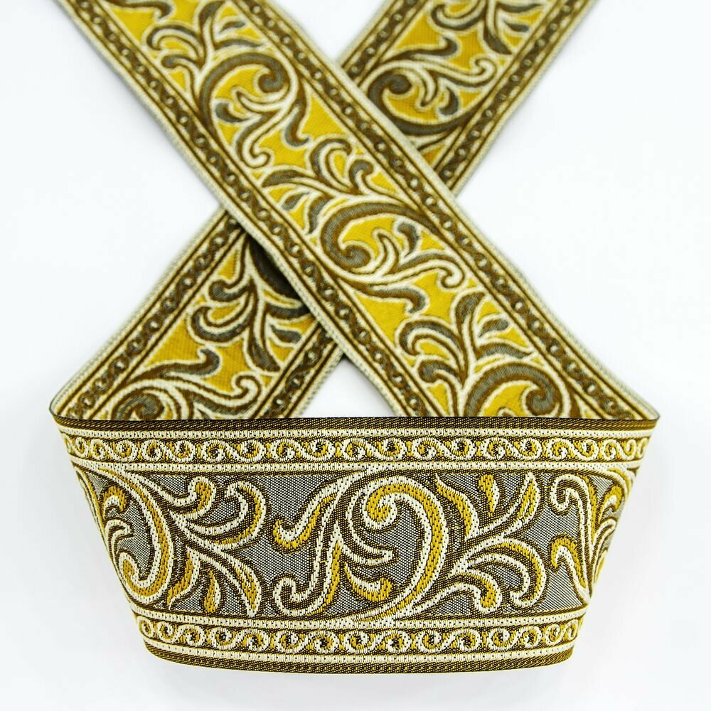 Лента жаккардовая SAFISA Цвет 1, Горчичный, 50 мм, 15 м