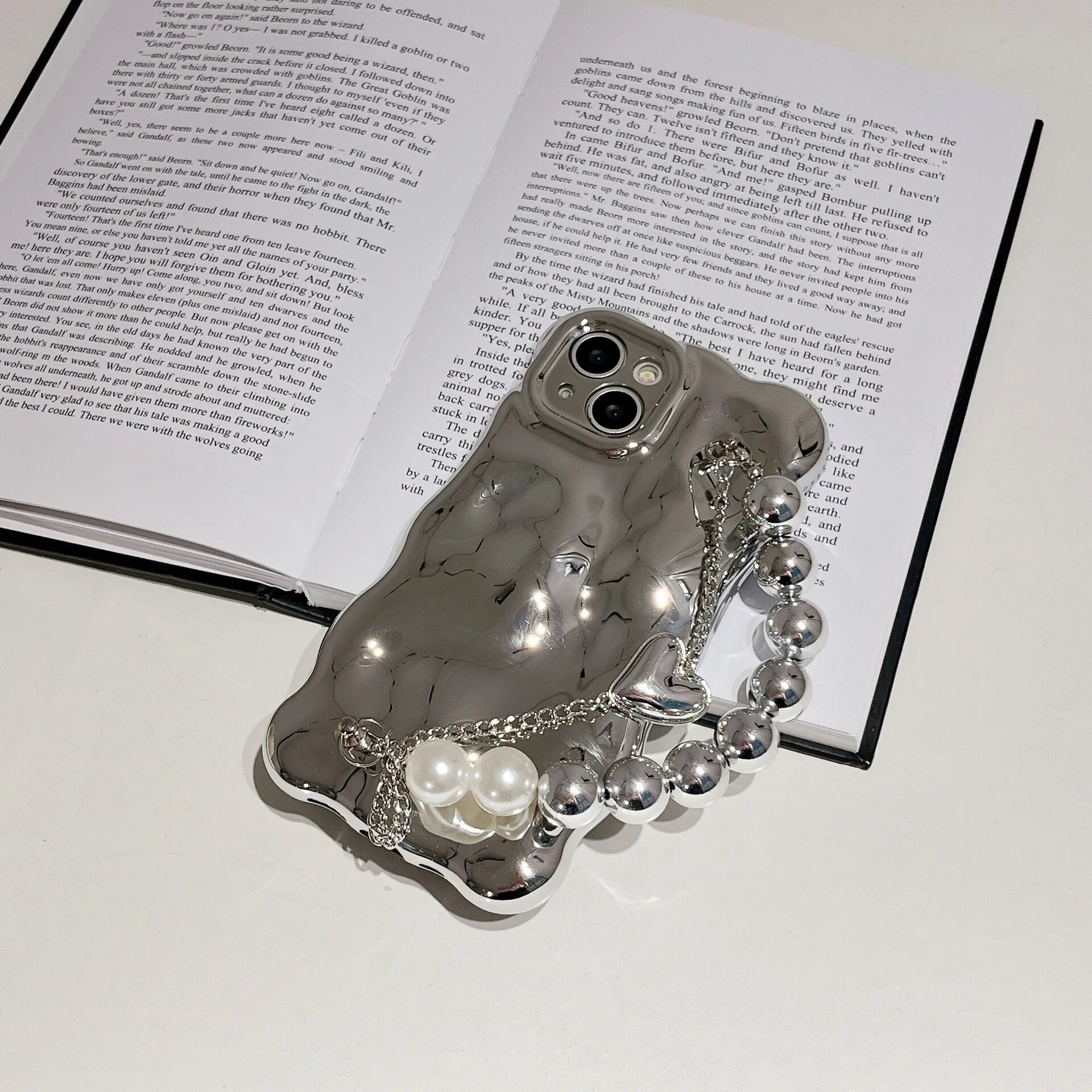 Элитный защитный чехол с серебряной цепочкой в виде сердца для iPhone 17, 16, 13, iPhone 12 Pro Max