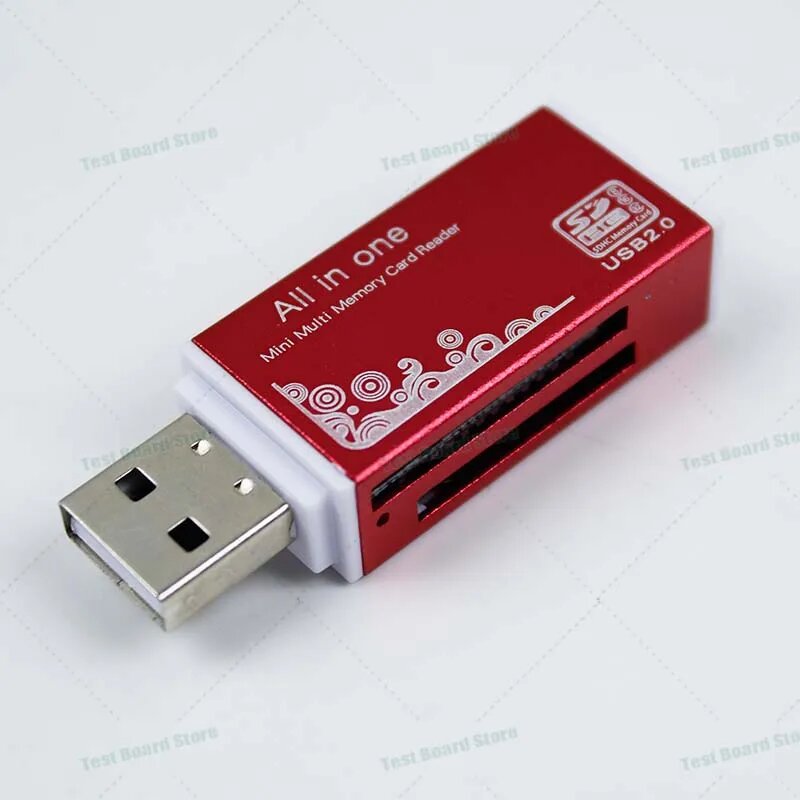 USB-адаптер 4-в-1 USB 2.0 для карт памяти Micro SD, TF, M2, MS (1 шт.) для PSP, Canon, Красный, red