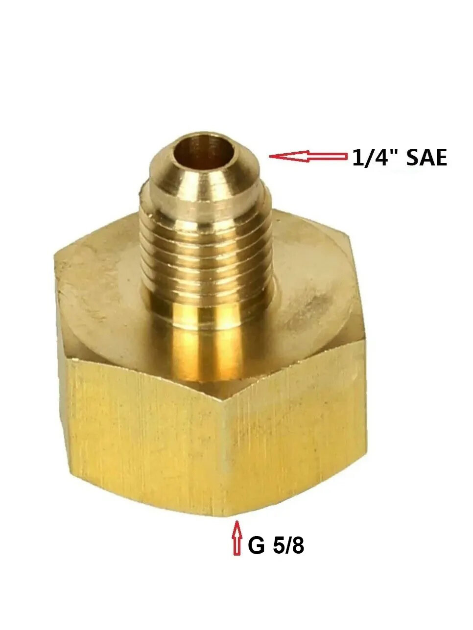 Адаптер латунный G5/8 - 1/4 SAE, переходник для баллонов, соединитель шланга