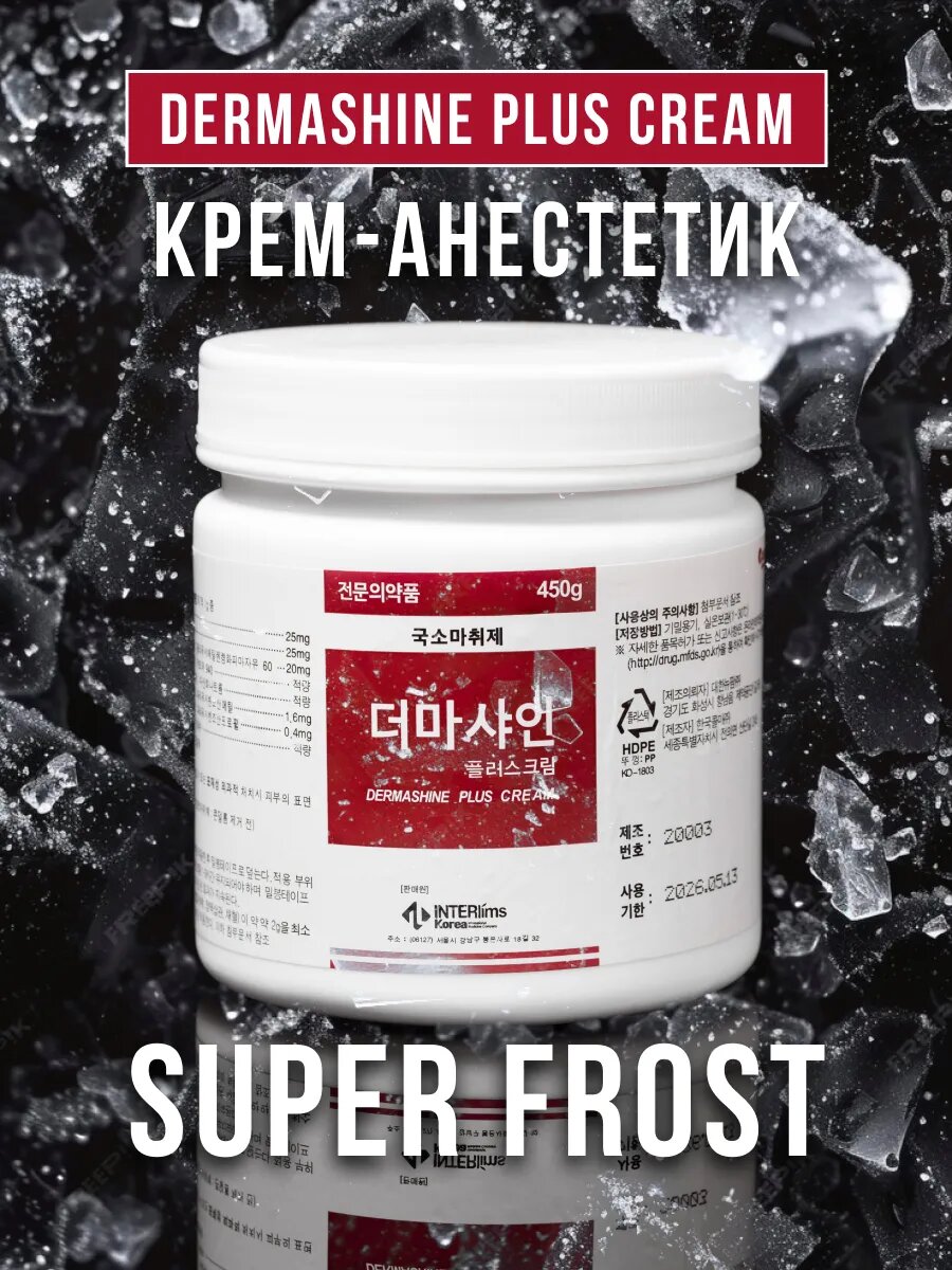 Обезболивающий охлаждающий крем Dermashine Plus, анестезирующий, до 25 лет, картонная коробка