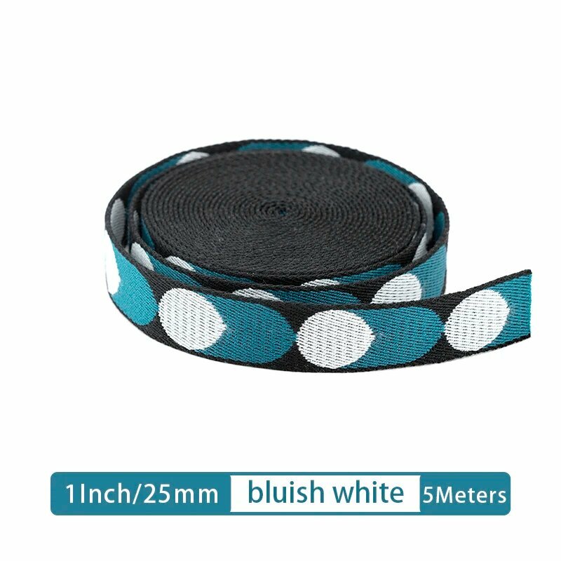 Лямка в горошек, 25 мм, bluish white, 5 м