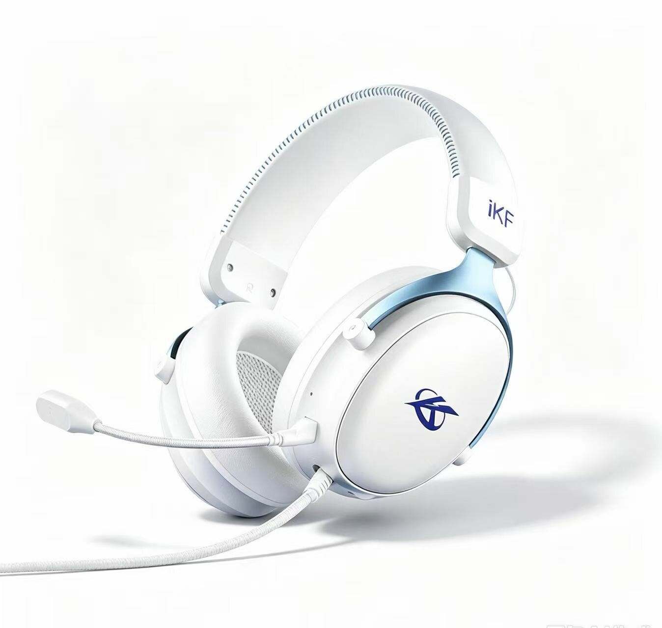 IKF V11S проводные игровые наушники, накладные, USB, 7.1 канал, с микрофоном, бело-синие