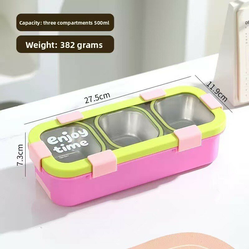 Lunch box lightweight stainless steel with microwave safe and sealed design for daily use brand not specified 500ml green
