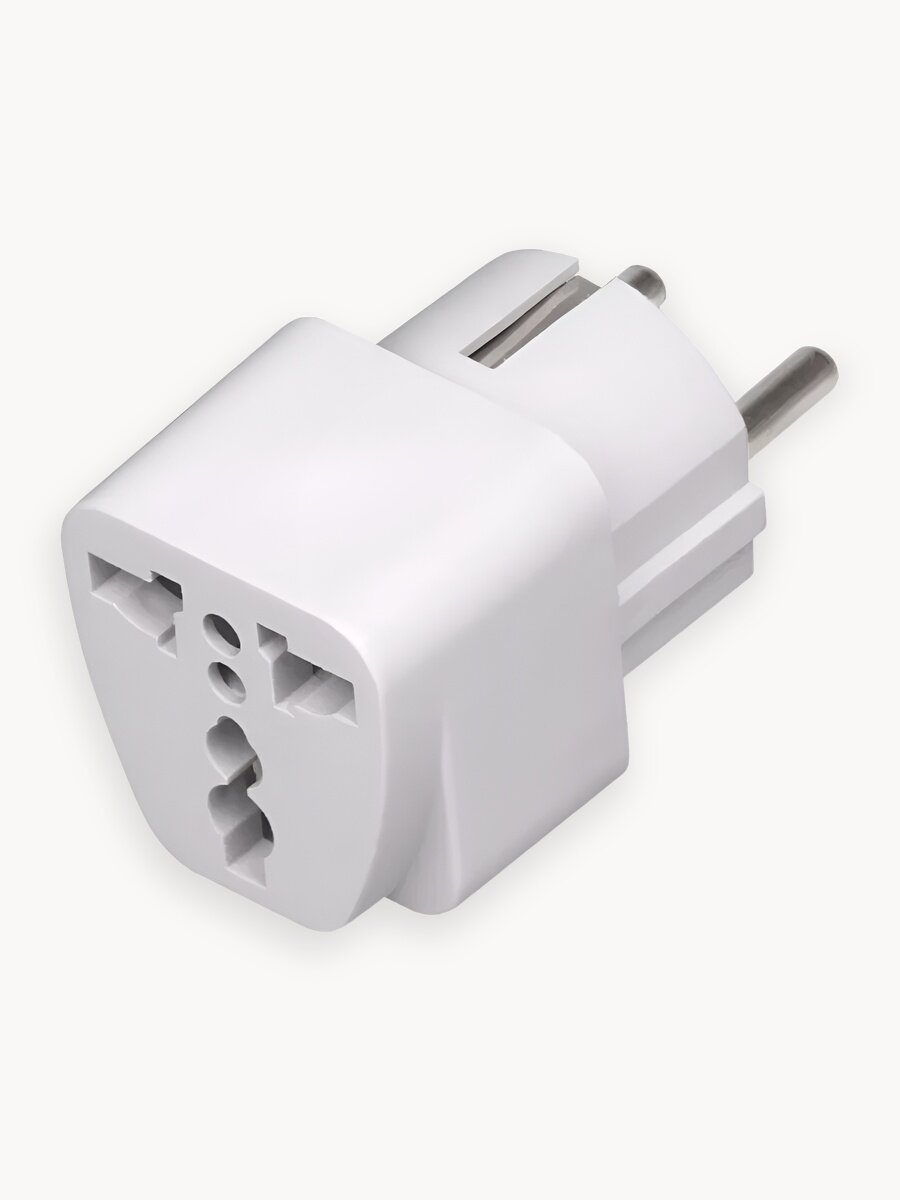 Адаптер переходник универсальный на евровилку белый, с английской, китайской, европейской вилки на евро розетку