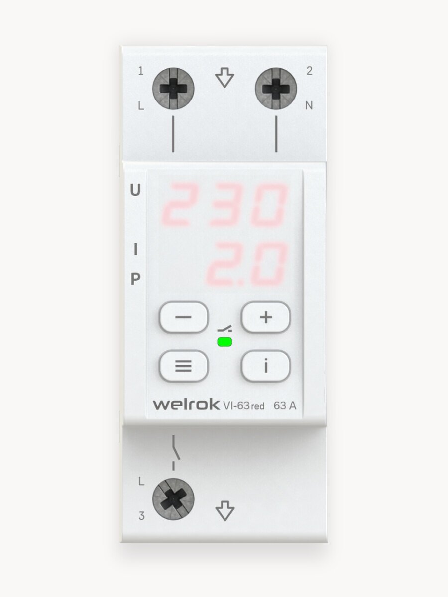 Реле контроля напряжения и тока Welrok VI 63 RED