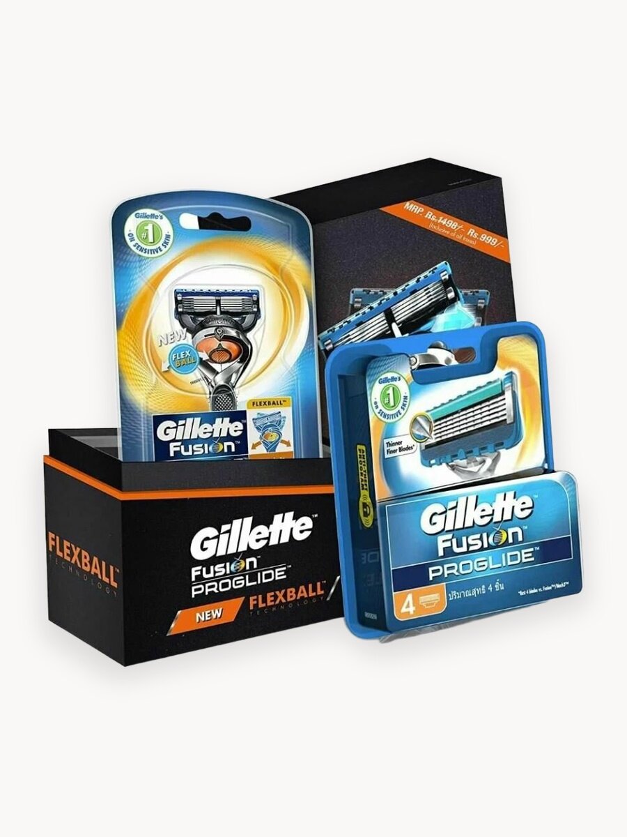 Подарочный набор Gillette Fusion5 ProGlide 1 Мужская Бритва Fusion5 ProGlide,4 Сменные кассеты