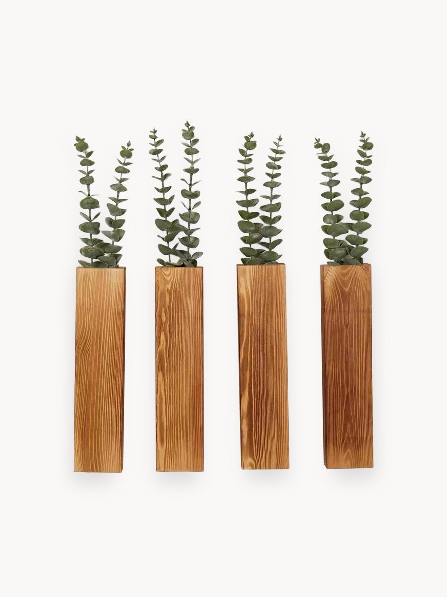 Деревянная настенная ваза, настенная ваза, 4ШТ