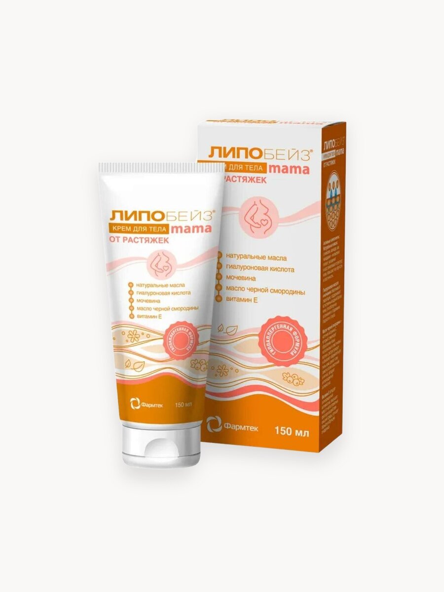 Крем ИнтелБИО "Липобейз Mama", от растяжек, увлажняющий, 150 мл