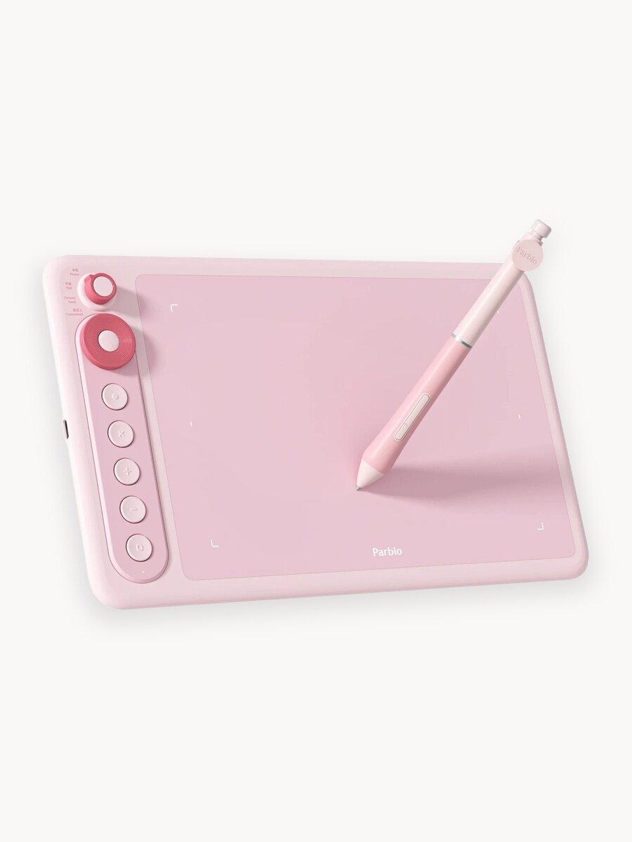 Графический планшет Parblo Intangbo X7 Pink, розовый, 8192 уровней нажима, 5080 LPI, поддержка наклона пера, А5