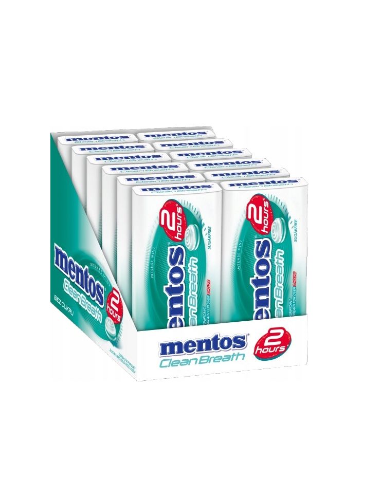 Леденцы Mentos Clean Breath со вкусом мяты, без сахара, 12х35 г - 8682790002611