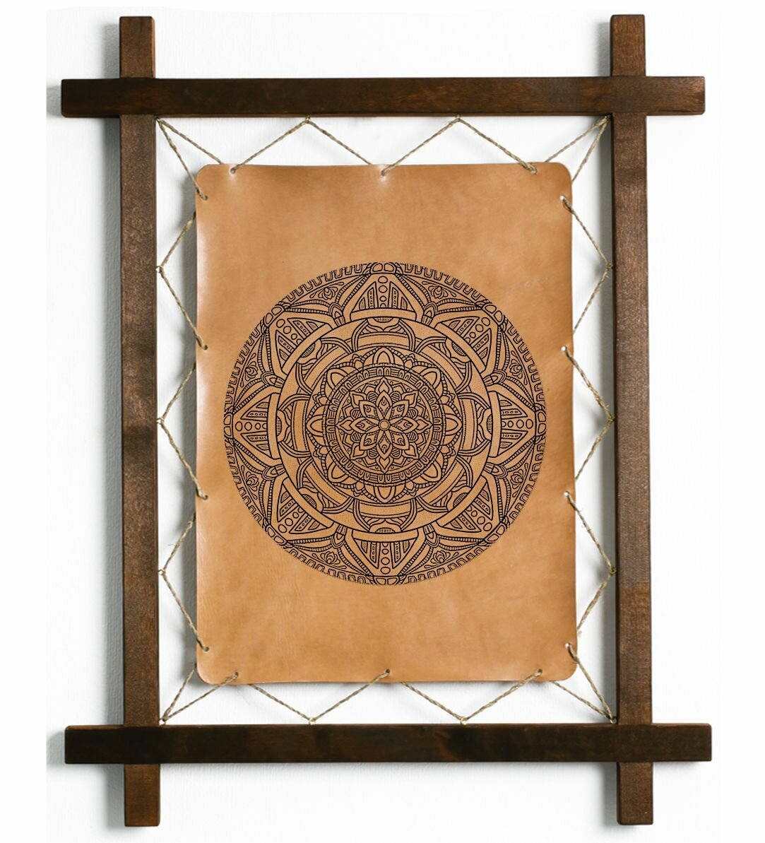 Картина интерьерная, натуральная кожа, "Абстракция", в деревянной раме, BoomGift