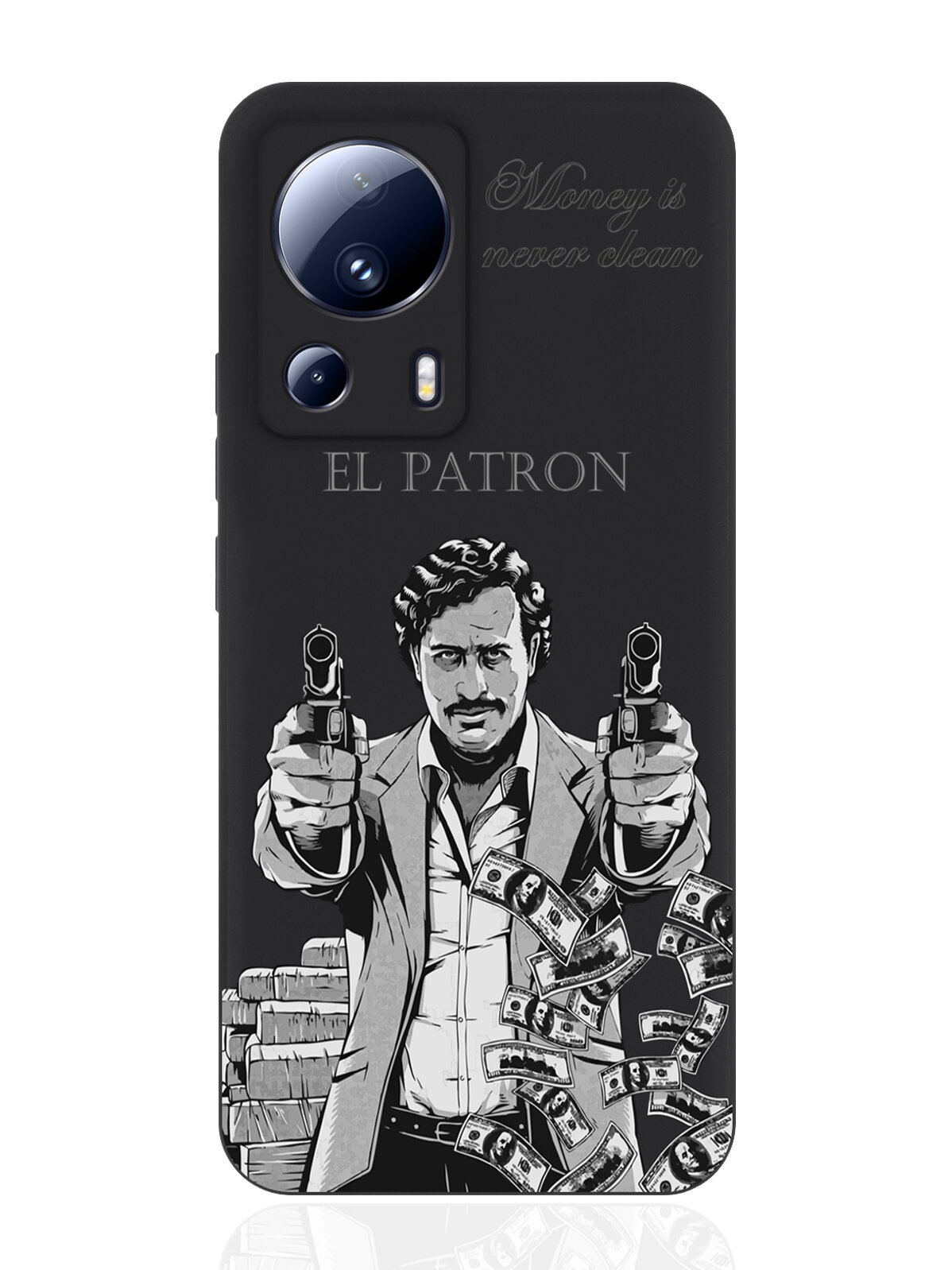 Чехол для смартфона Xiaomi Mi 13 Lite черный силиконовый El Patron Pablo Escobar/ Пабло Эскобар