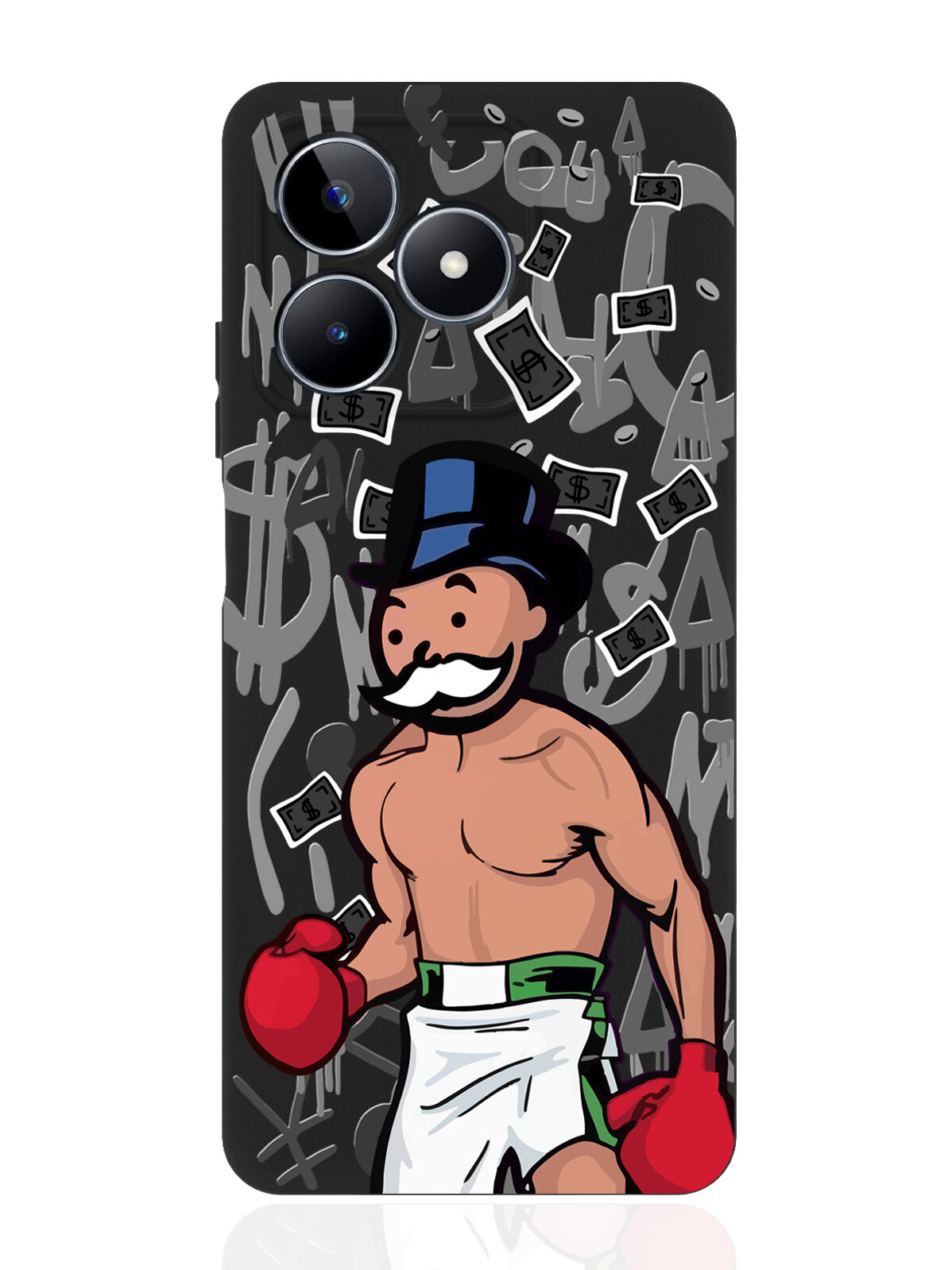 Чехол для смартфона Realme C53/ Narzo N53 черный силиконовый Monopoly Boxing/ Монополия Боксер