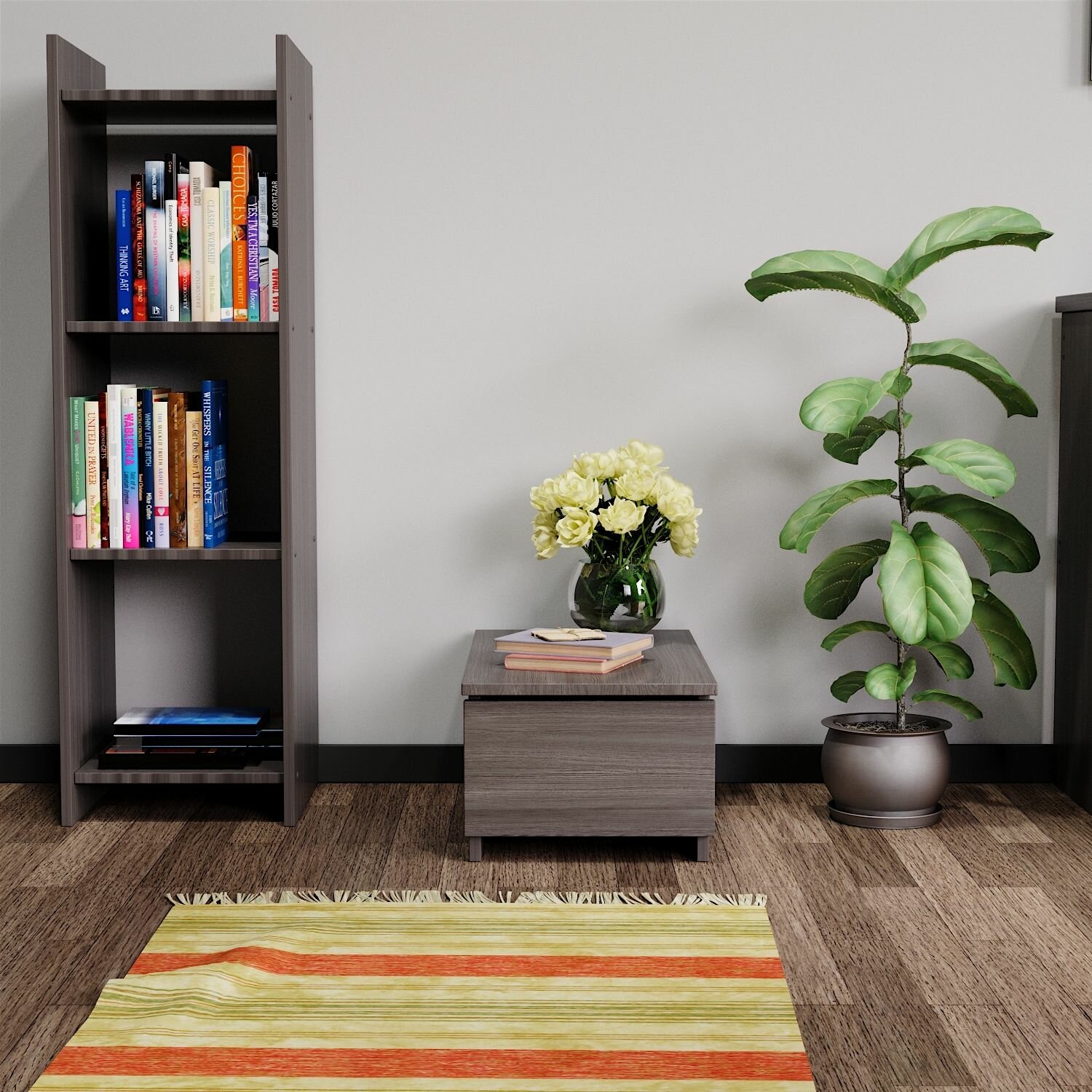 Тумба прикроватная, офисная с ящиками, тумба для спальни, на кухню и ванную Ясень темный domokomod c 1 ящиками33*50*24