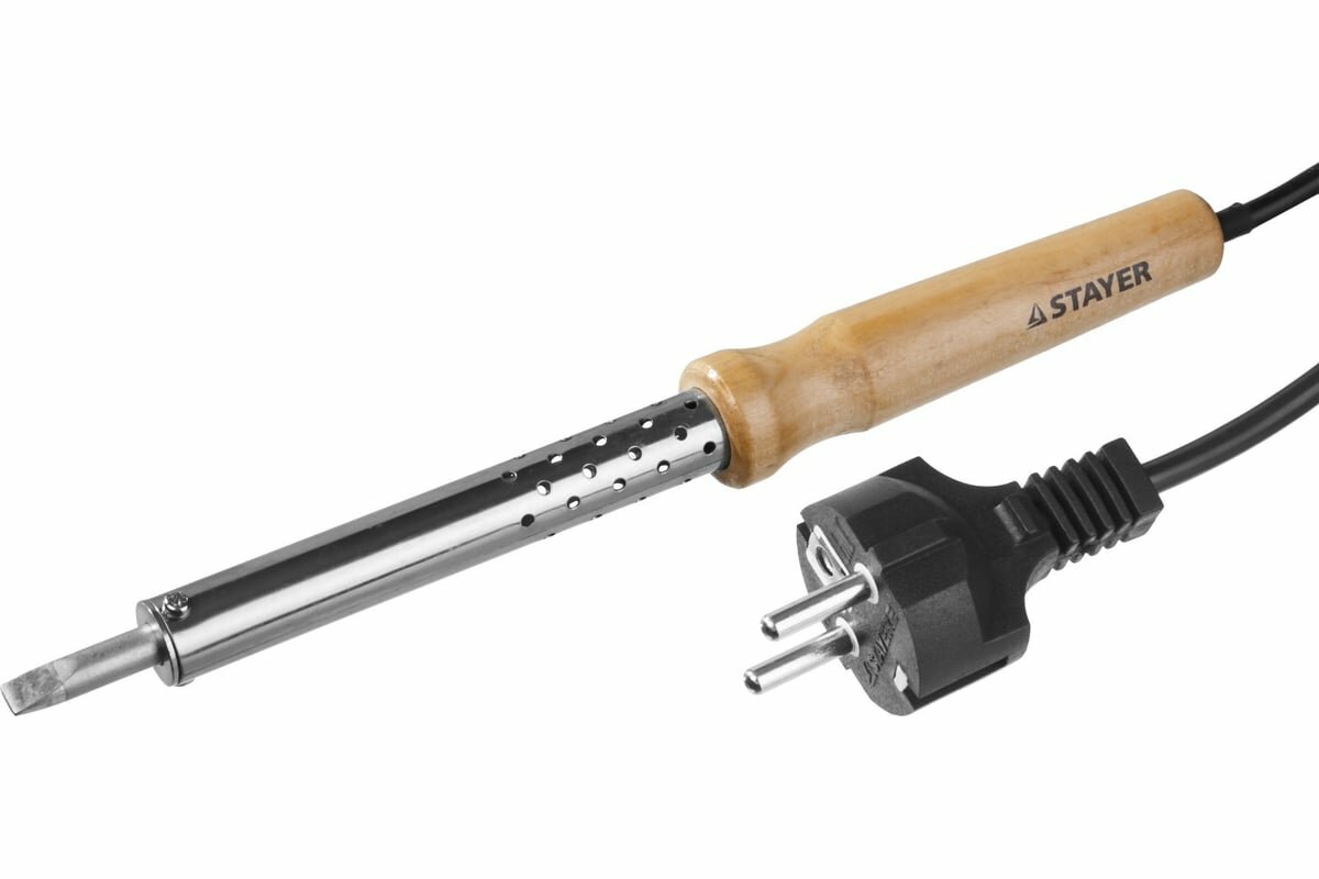 Stayer паяльник MASTER MAXTerm 100 Вт с рукояткой из дерева и долговечным жалом 55310-100