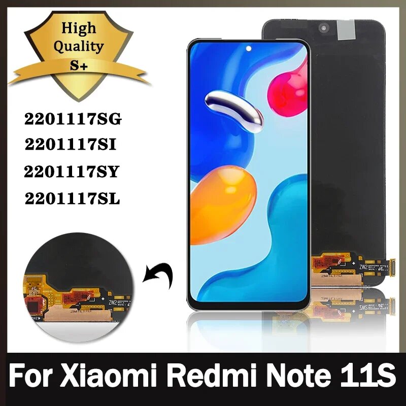 Сенсорный экран AMOLED 6,43 дюйма для Xiaomi Redmi Note 11S, дисплей AMOLED No Frame