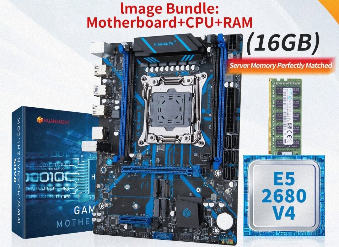 Материнская плата для процессора E5 2680V4 с 16 Гб оперативной памяти