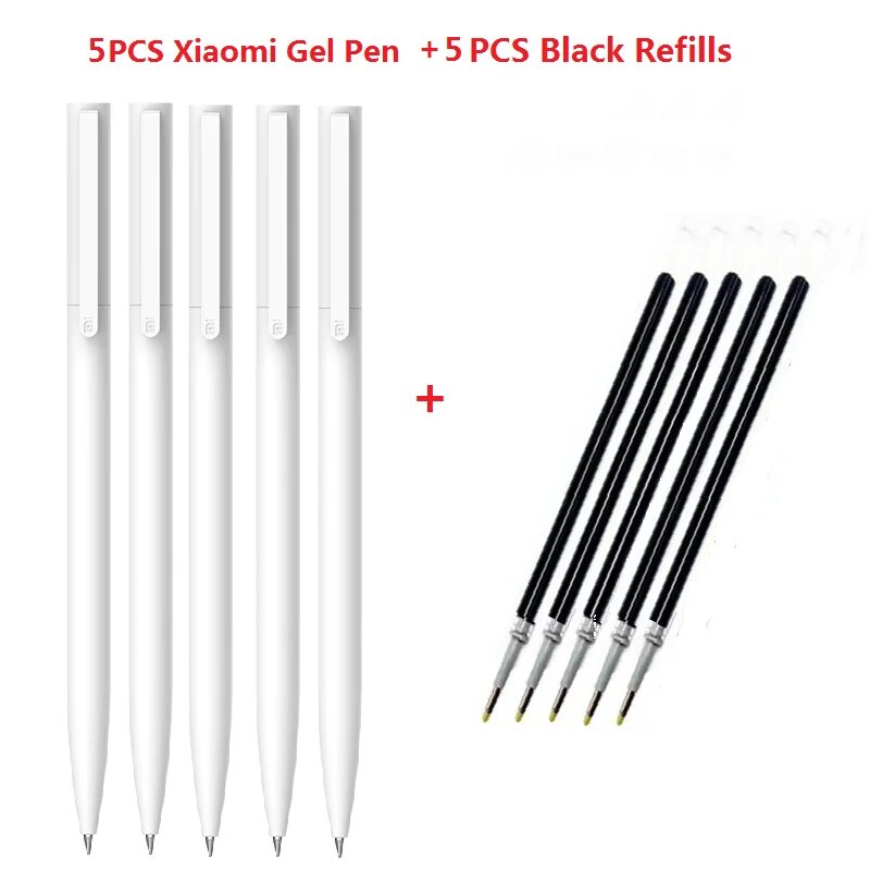 Гелевая ручка Xiaomi Mijia Mi 0,5 мм Белый, 5pen 5Black Ink
