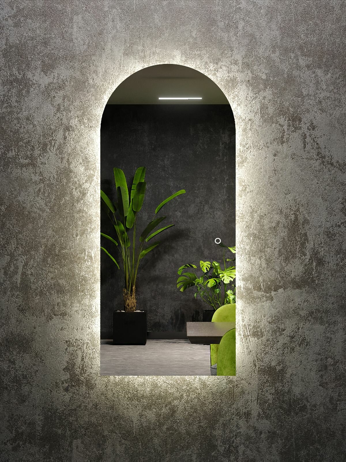 Зеркало настенное арка в полный рост с подсветкой 50х115см нейтральный свет