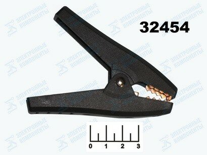 Зажим крокодил L-90 черный изолированный пластик