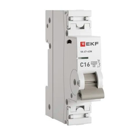 Автоматический выключатель Ekf 1п 16А C 4.5кА ВА 47-63N PROxima, M634116C