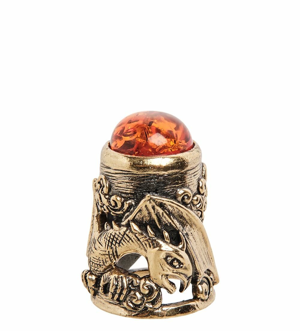 Наперсток 'Наперсток Дракон' (латунь, янтарь)