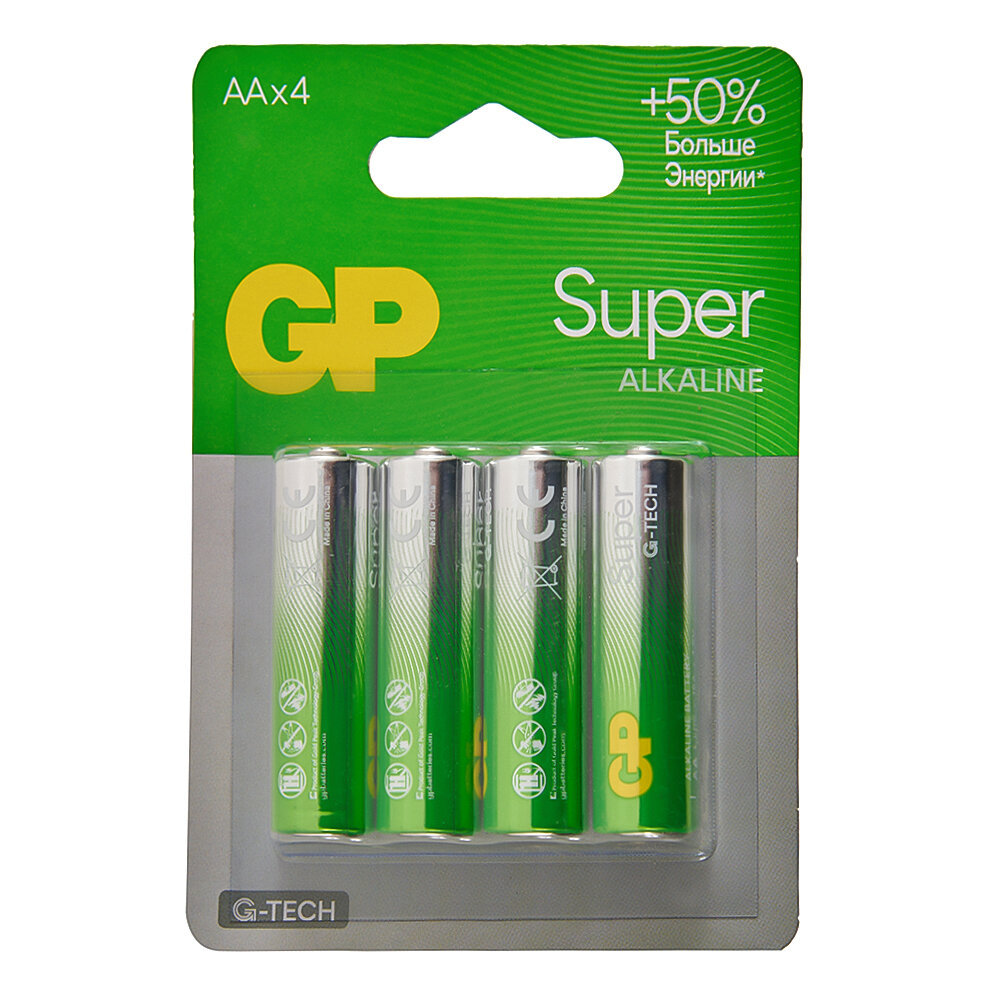 Батарейки GP SUPER G-TECH AA 4 шт GP 15AA21-2CRSBC4 40/320