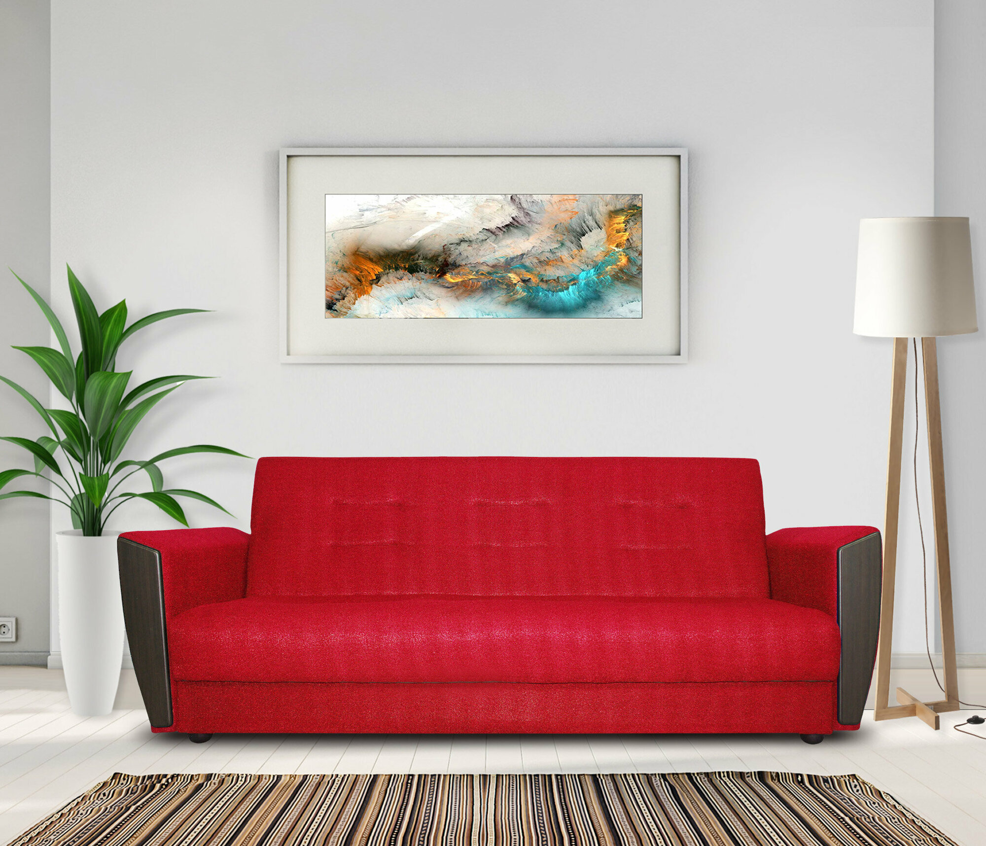 Диван кровать FotoDivan Лира люкс Астра красный 140 пружинный блок