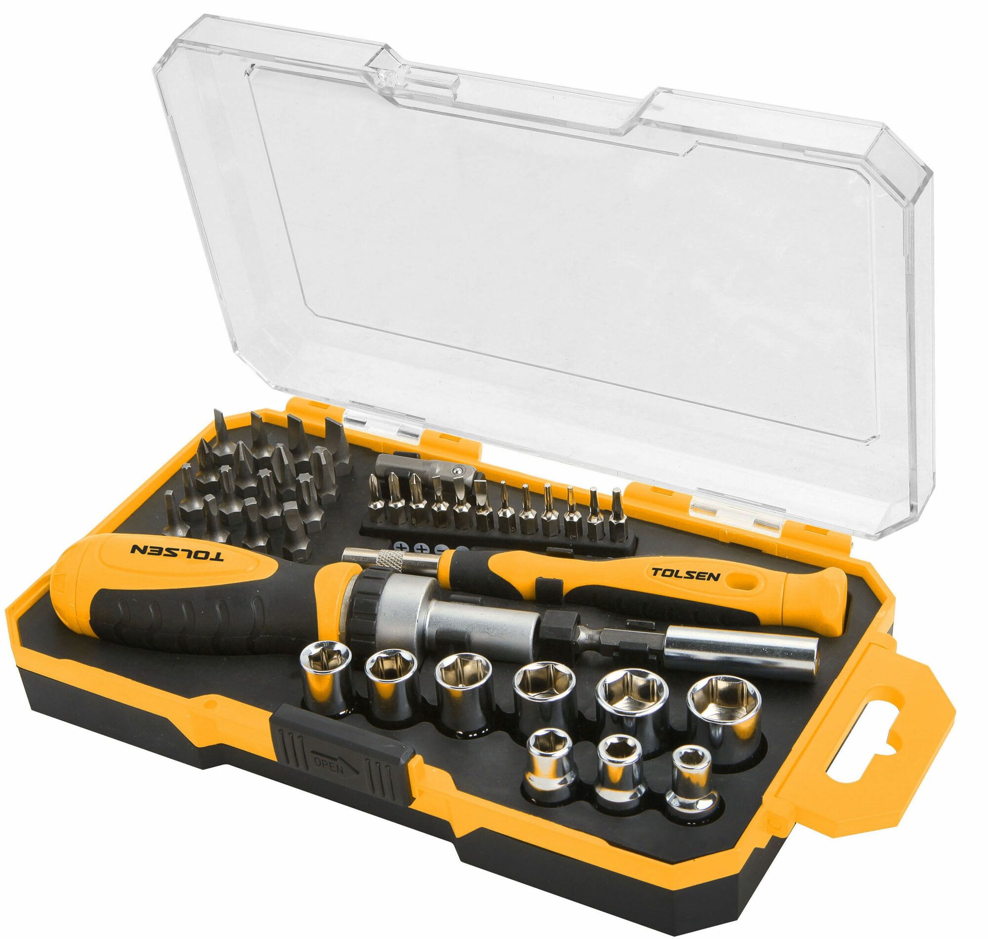 TOLSEN Набор вставок (бит) 1/4", PH, PZ, Hex, Torx, Slotted, 42 предмета TT20041