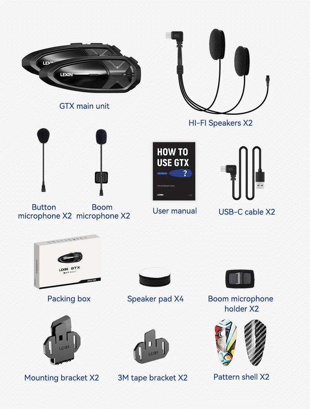 Bluetooth-гарнитура для шлема, 2 шт, с одной кнопкой