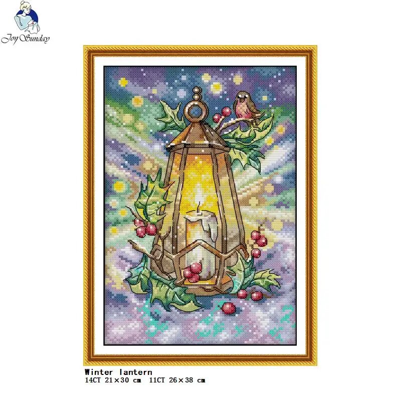 Набор для вышивки крестом Joy Sunday "Four Seasons Lantern Series", 14CT/11CT J586, 14CT White Cloth