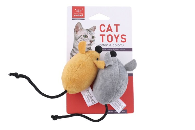 Игрушка (Nunbell) набор Мышки 2шт с кошачьей мятой 18/7.5х5х4см для кошек