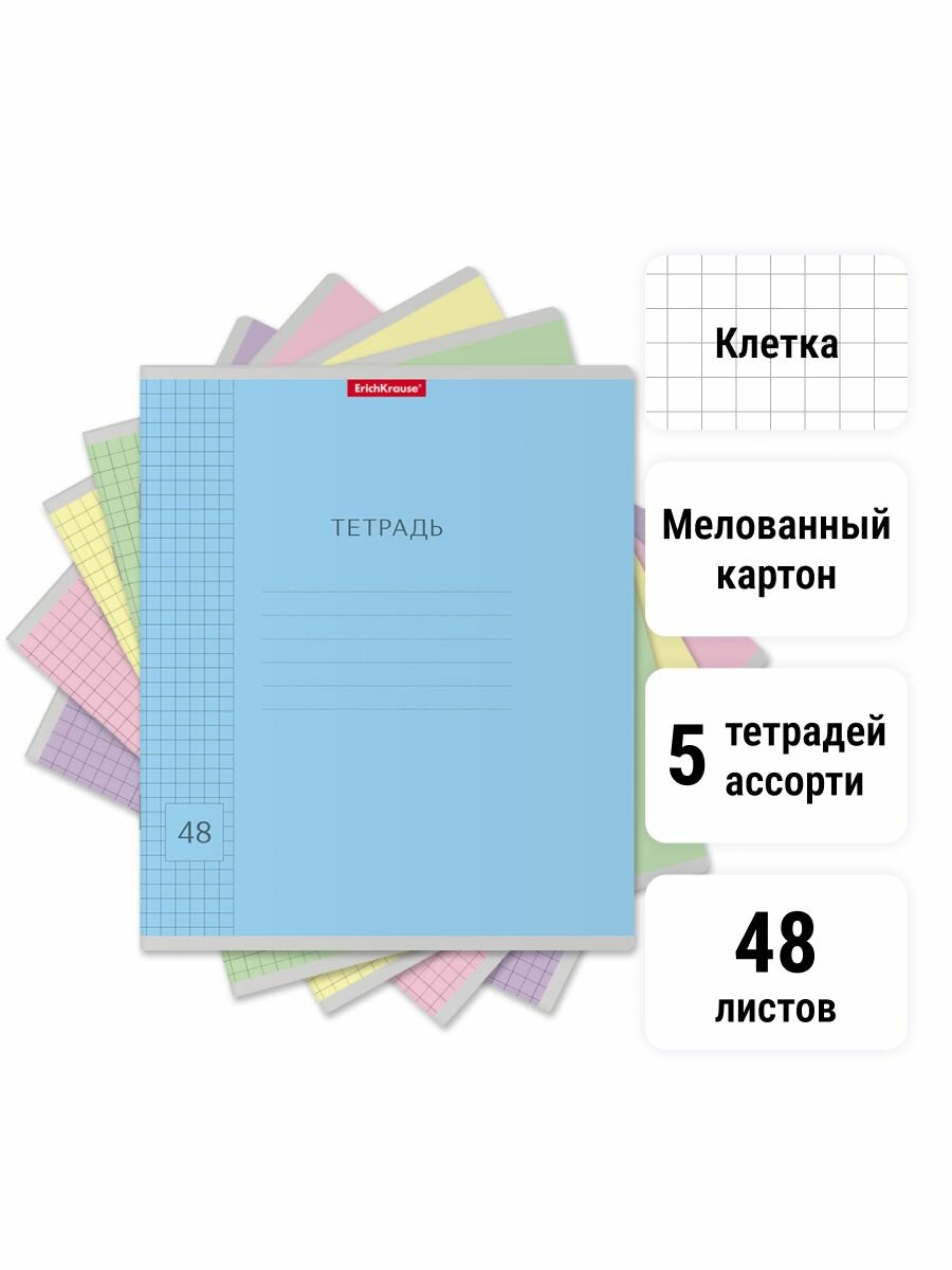 Тетрадь общая ученическая ErichKrause Классика Visio, 48 листов, клетка_MIX-PACK