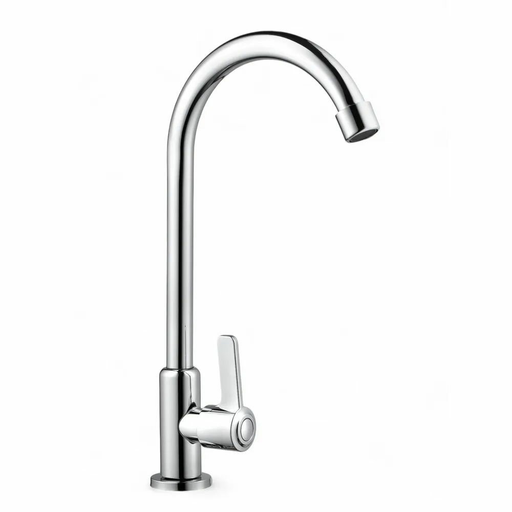 Кран водоразборный для холодной воды с высоким изливом, хромированный