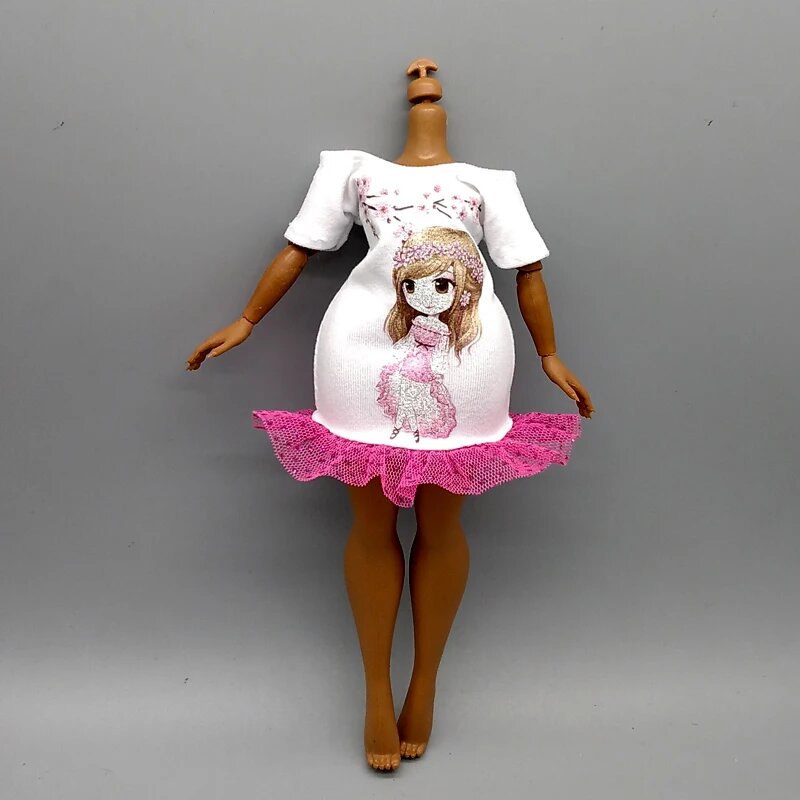 Необычные зимние аксессуары для кукол 25 см, платье с принтом сакуры для девочек и кружевом розового цвета для кукол, подарок на день рождения для девочек