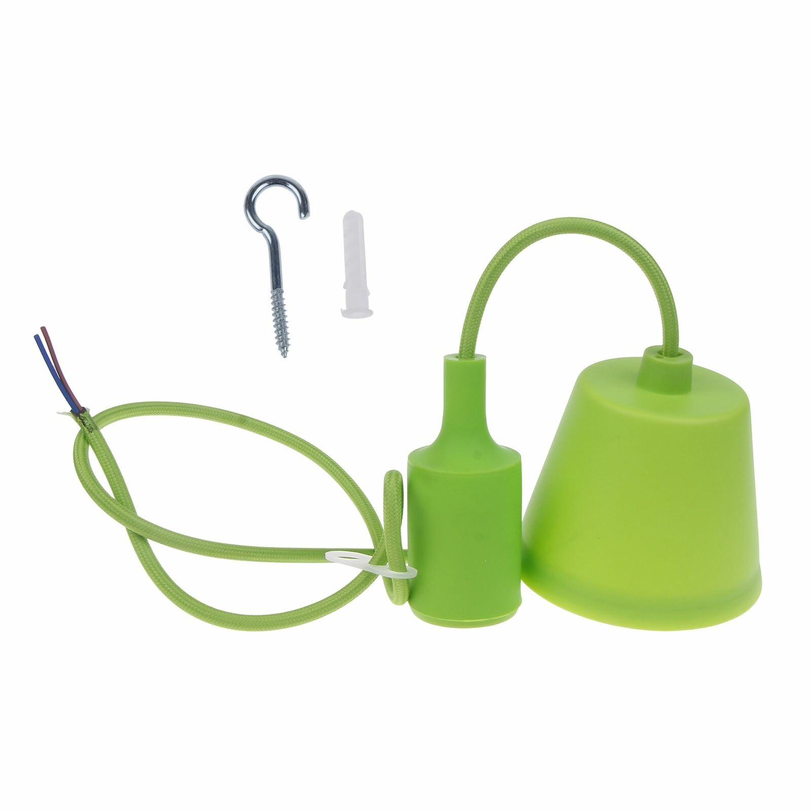 Шнур питания с подвесным проводом для держателя лампы E27-зеленый