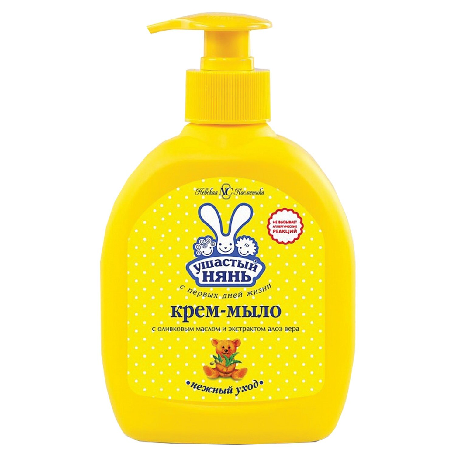 Мыло-крем жидкое Ушастый нянь 300 мл, гипоаллергенное, с оливковым маслом и алоэ, дозатор (12209)