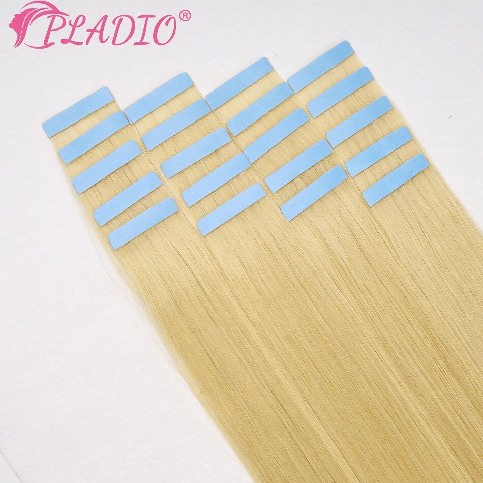 PLADIO ленты для наращивания волос, натуральные, 14-22 дюйма 40 шт, # 613, 16 inches 2.5G-PC