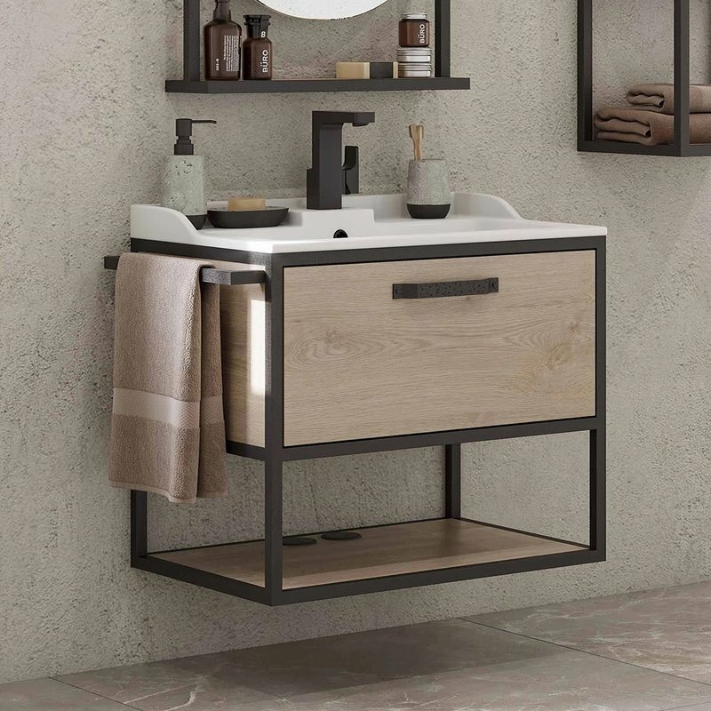 Тумба с раковиной AQUATON Лофт Фабрик 65 дуб эндгрейн